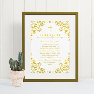 PATER NOSTER LATIN Catholic Classic Style in Gold Printable Wall Art ...