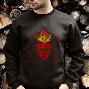 Sacred Heart & the Trinity Knot Sweater for Men, Traditional Catholic ...