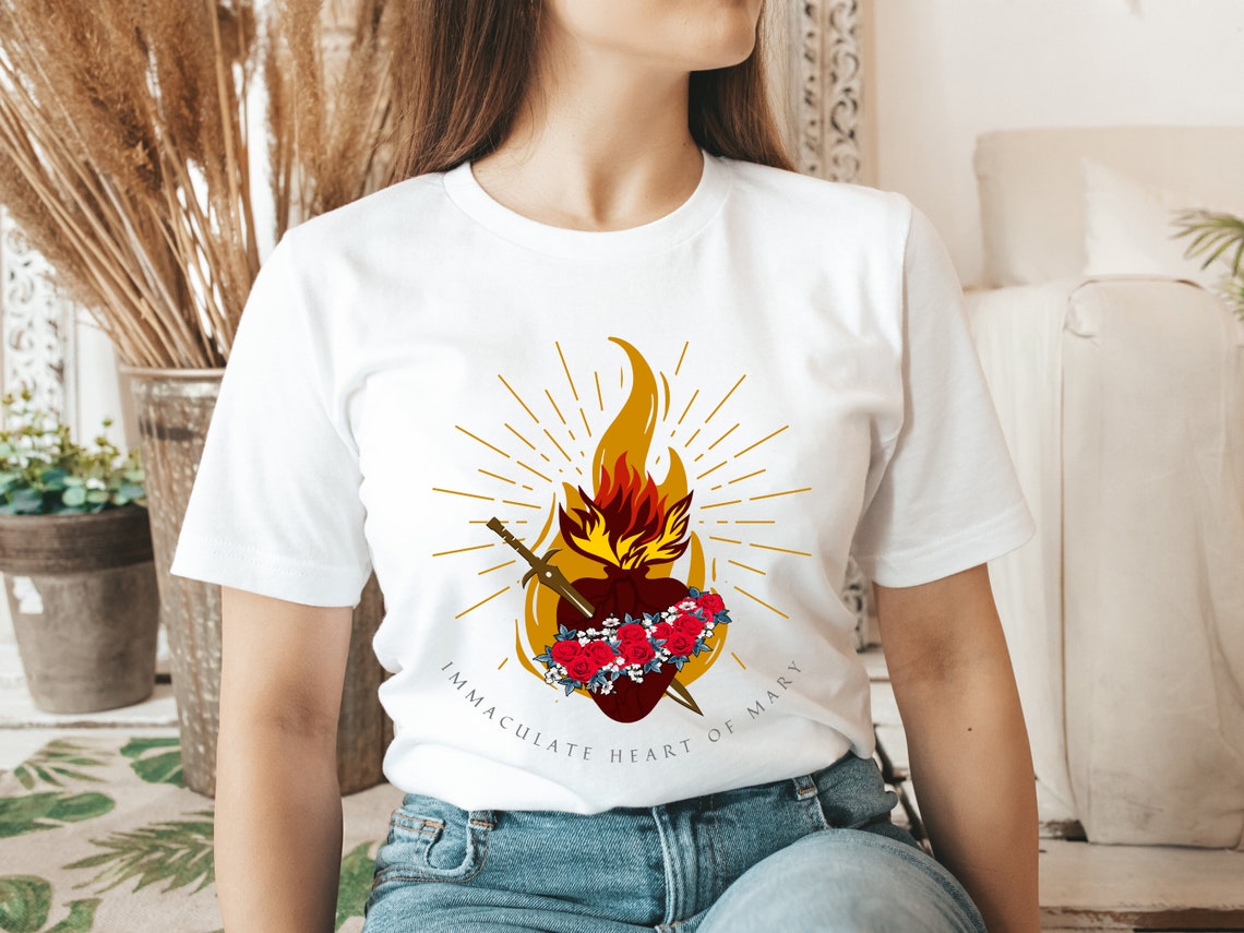 Immaculate Heart of Mary T-shirt, Marian Devotion, Catholic Tradition ...