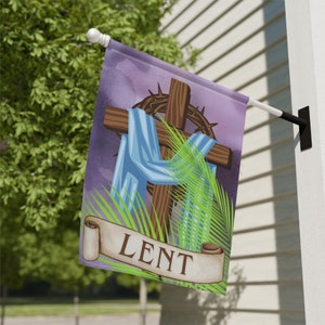 Lent House Banner Garden Flags, Catholic Lenten Banners, Ash Wednesday ...