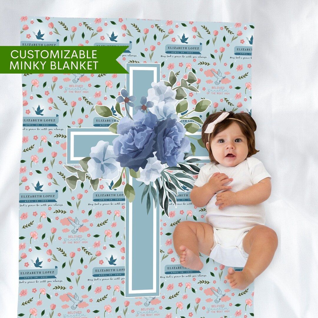 CUSTOMIZABLE BAPTISM BLANKET With Custom Name and Custom Baptismal ...