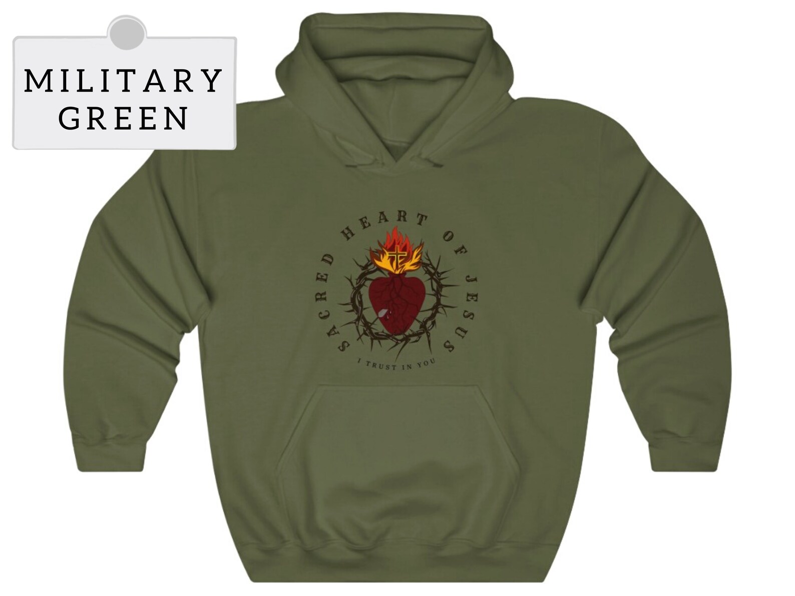 Sacred Heart of Jesus Hoodie for Men, Catholic Apparel, Catholic ...