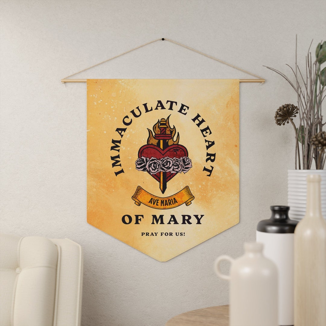 Immaculate Heart of Mary Vintage Style Pennant Banner, Catholic Home ...