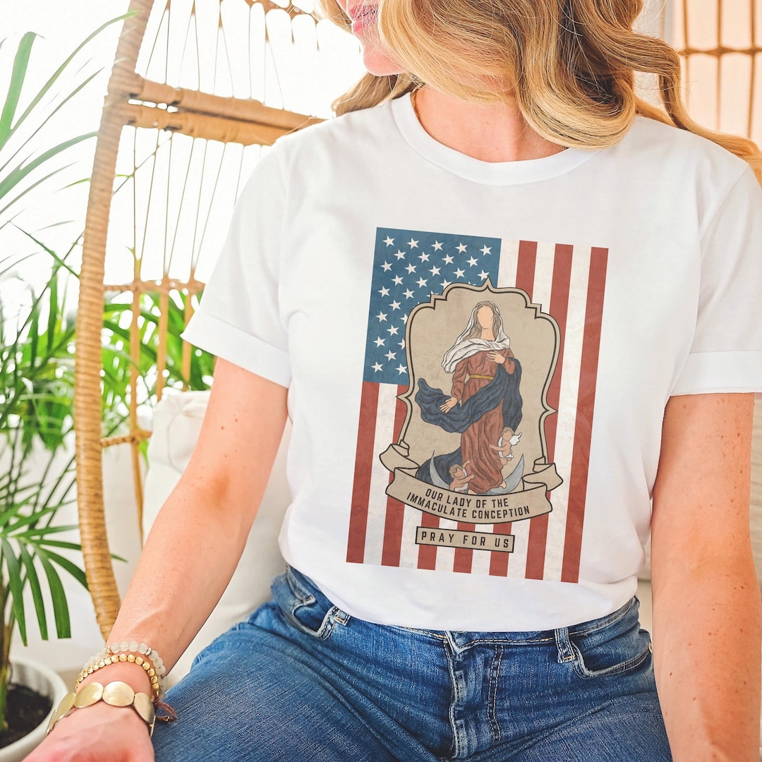 Immaculate Conception Shirt, Patroness of the USA, 4th of July Catholic ...