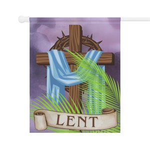 Lent House Banner Garden Flags, Catholic Lenten Banners, Ash Wednesday ...