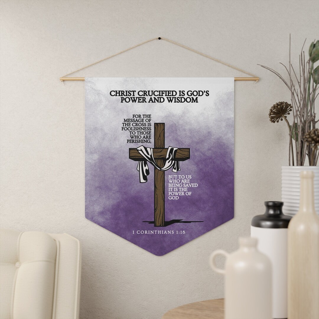 Purple Lenten Pennant, House Banner, Christ Crucified, Lenten Season ...