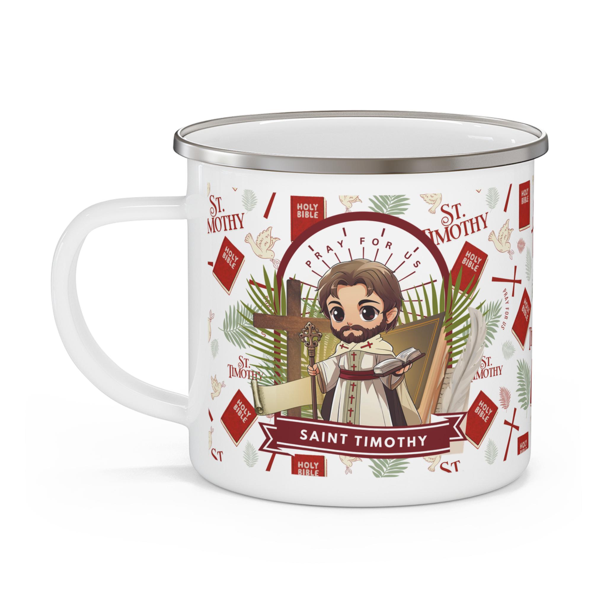 St Timothy Mug, Catholic Saint, Enamel Camping Mug, Not Breakable Steel ...