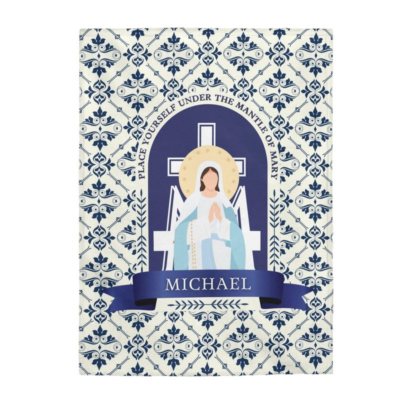 CUSTOMIZABLE Blue Marian Protection Blanket, Under the Mantle of Mary ...
