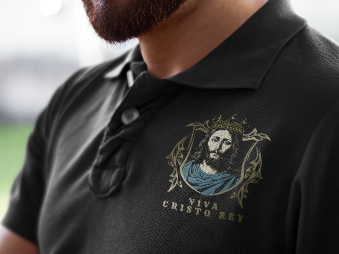 Black VIVA CRISTO REY Polo Shirts for Traditional Catholic Men ...