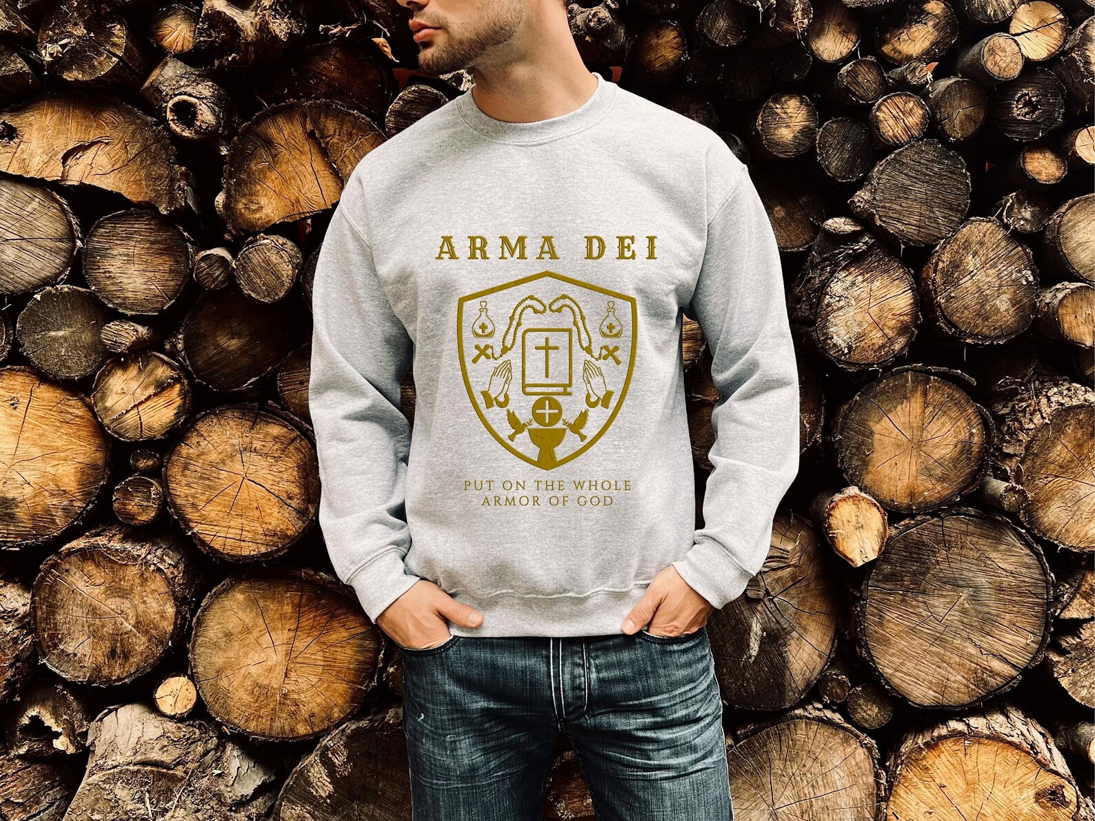 ARMA DEI Sweater - Put on the Whole Armor of God | Catholic Apparel ...