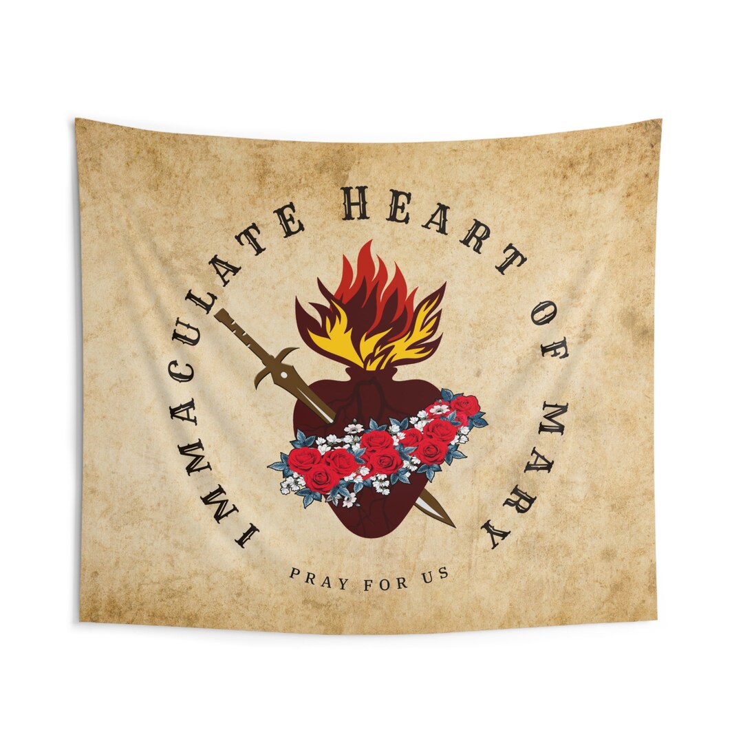 Immaculate Heart of Blessed Virgin Mary Indoor Wall Tapestries Catholic ...