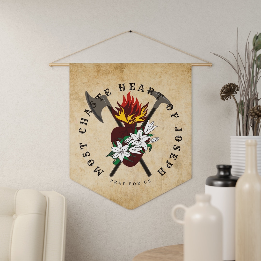 Most Chaste Heart of St Joseph Banner, Guardian of Holy Family, Foster ...
