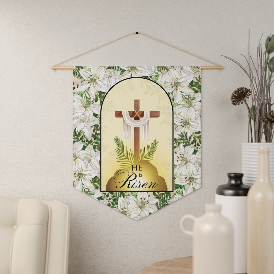 Floral Easter Sunday Catholic Home Pennant/banner, Jesus is Risen, the ...