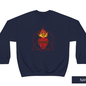 Sacred Heart & the Trinity Knot Sweater for Men, Traditional Catholic ...