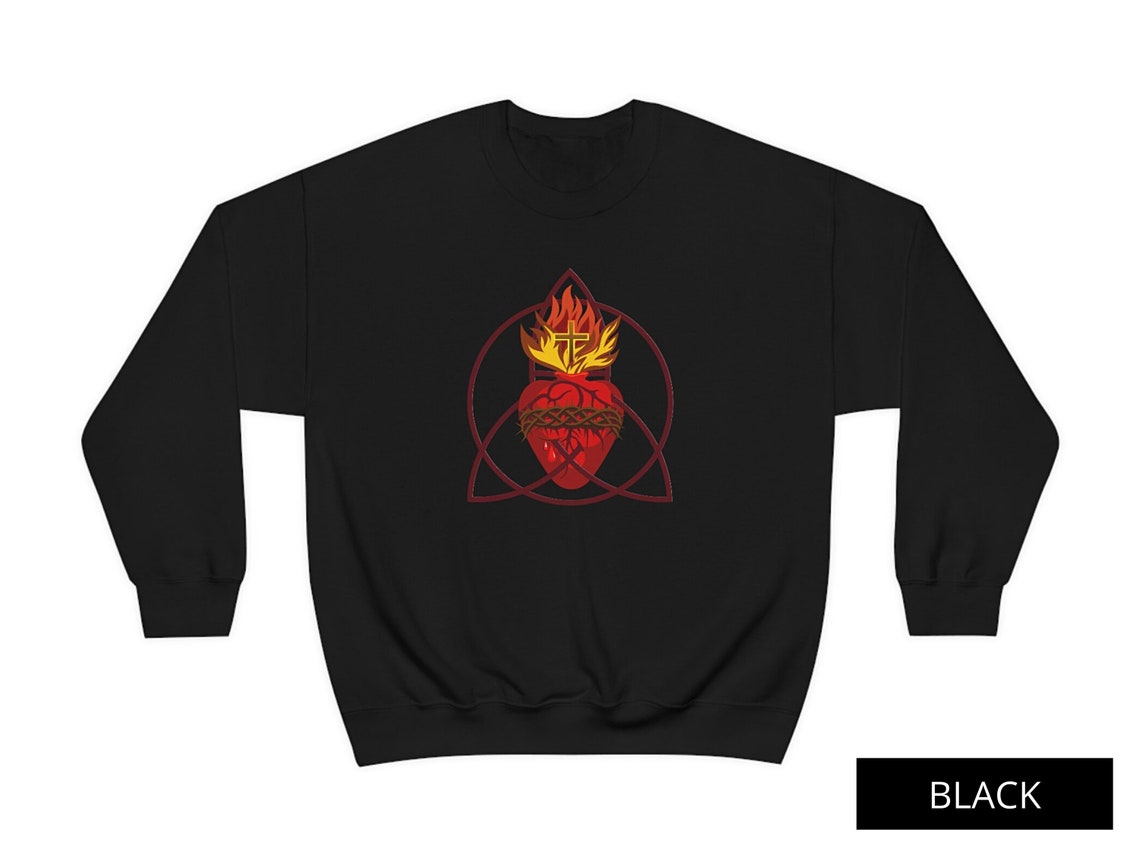 Sacred Heart & the Trinity Knot Sweater for Men, Traditional Catholic ...