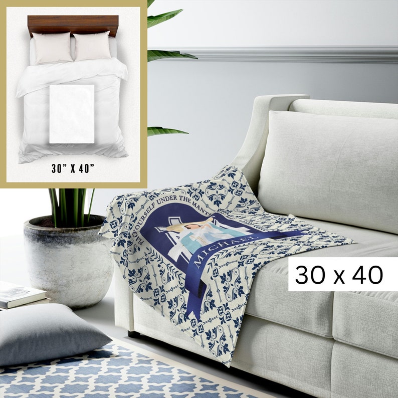 CUSTOMIZABLE Blue Marian Protection Blanket, Under the Mantle of Mary ...