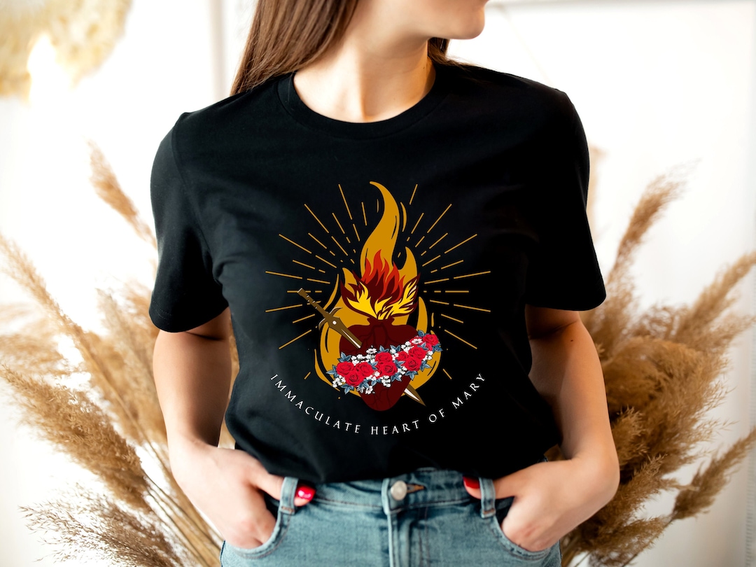 Immaculate Heart of Mary T-shirt, Marian Devotion, Catholic Tradition ...