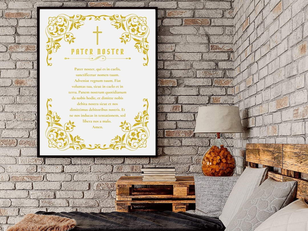 PATER NOSTER LATIN Catholic Classic Style in Gold Printable Wall Art ...