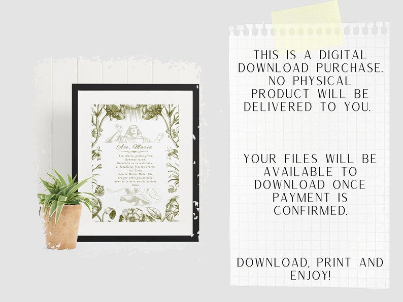 AVE MARIA LATIN Catholic Classic Style Printable Wall Art - Hail Mary ...