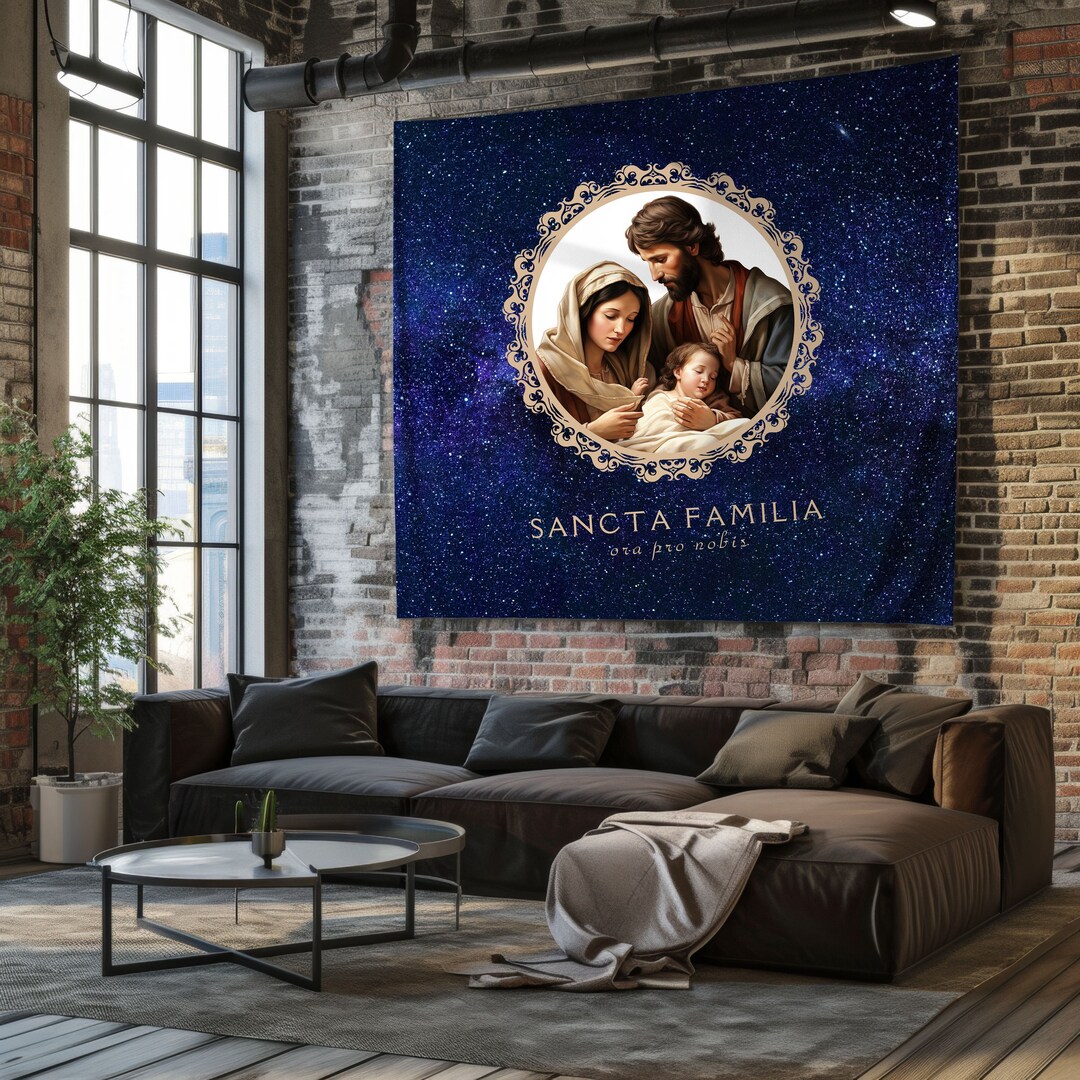 JMJ Jesus Mary Joseph, Holy Family Indoor Wall Tapestries Catholic Home ...