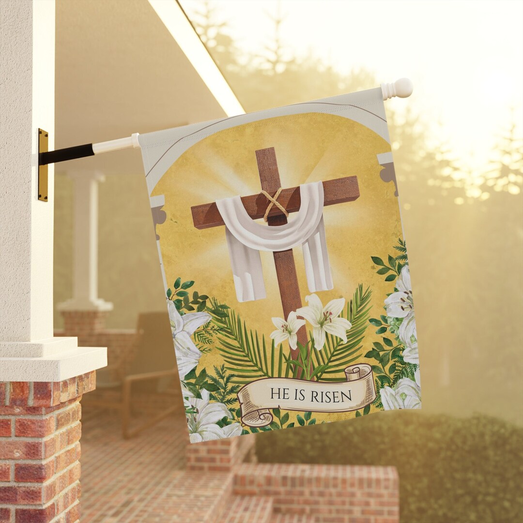 Easter Sunday Catholic Garden Flag Banner, Jesus is Risen, the ...