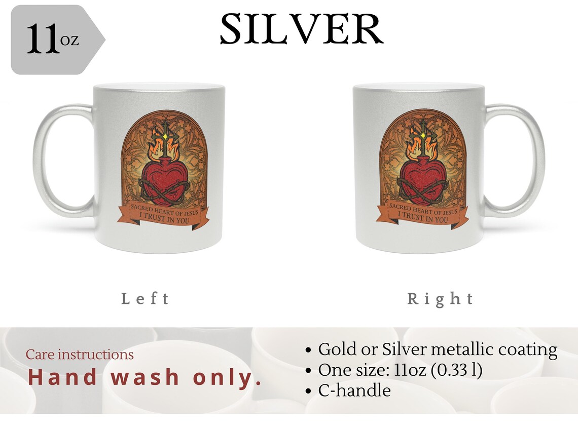 Sacred Heart Metallic Mugs Sacred Heart of Jesus I Trust in - Etsy