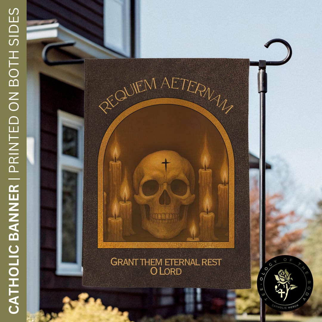 Requiem Aeternam Flag, Souls in Purgatory Decor, Catholic Halloween ...