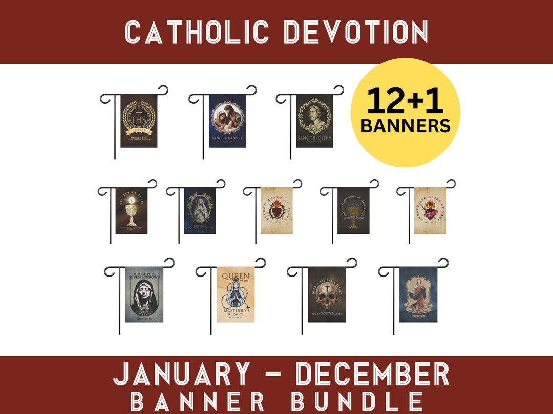 Catholic Devotional Flags / Banner, Complete Year, January - December ...