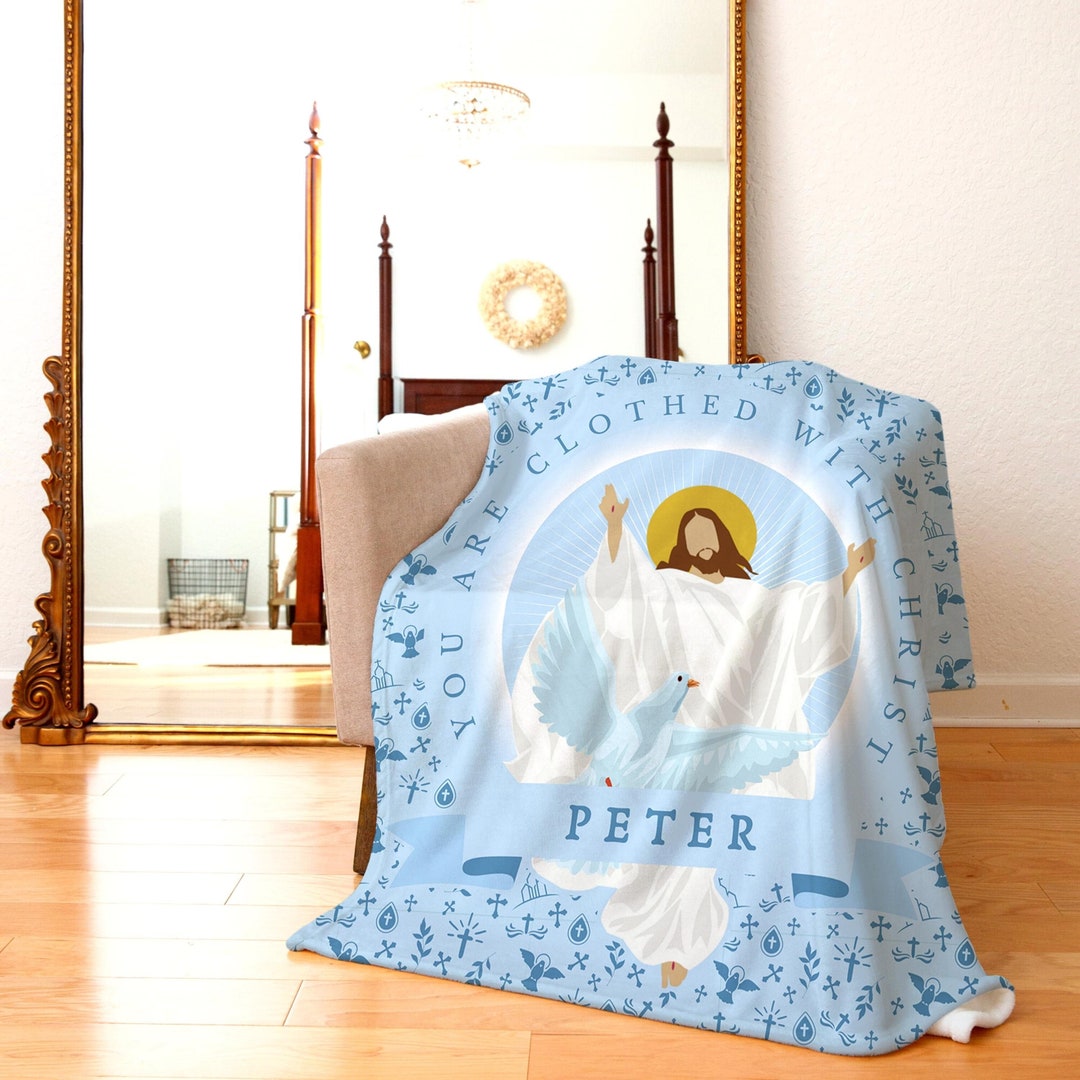 CUSTOMIZABLE You Are Clothed With Christ Baptism Blanket for Catholic ...