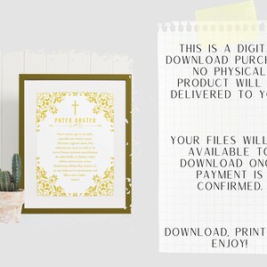 PATER NOSTER LATIN Catholic Classic Style in Gold Printable Wall Art ...