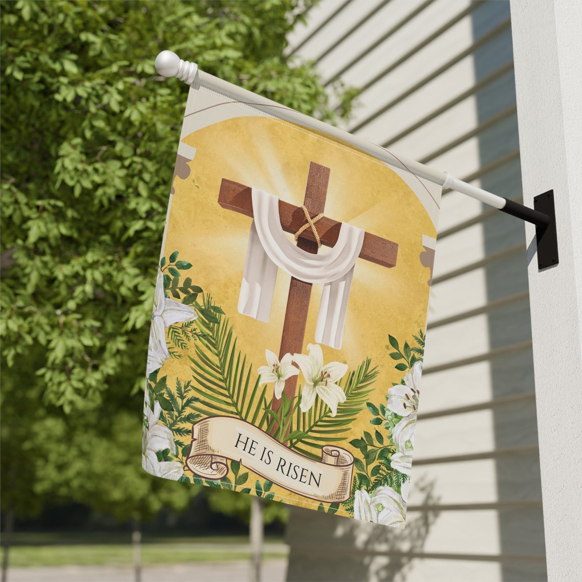 Easter Sunday Catholic Garden Flag Banner, Jesus is Risen, the ...