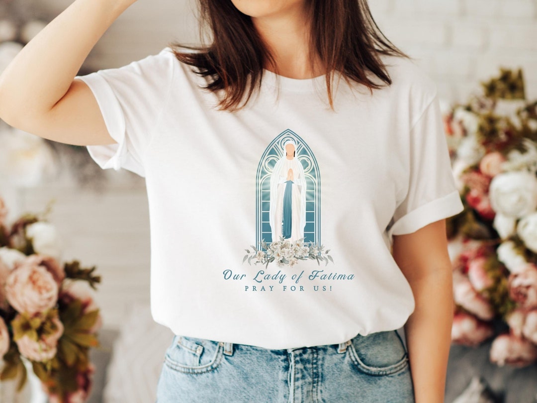 Our Lady of Fatima Catholic T-shirt for Women - Marian Devotion Apparel ...