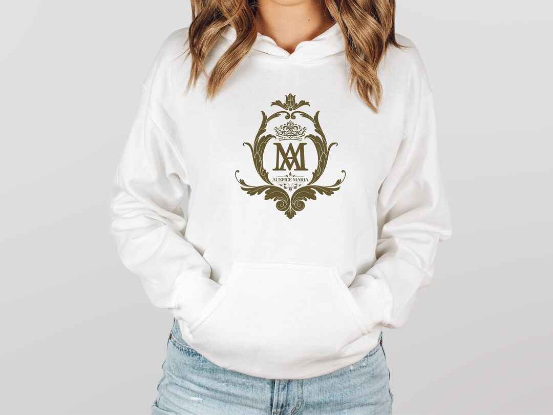 Auspice Maria Crown of Mary Catholic Hoodie - Unisex Marian Ave Maria ...