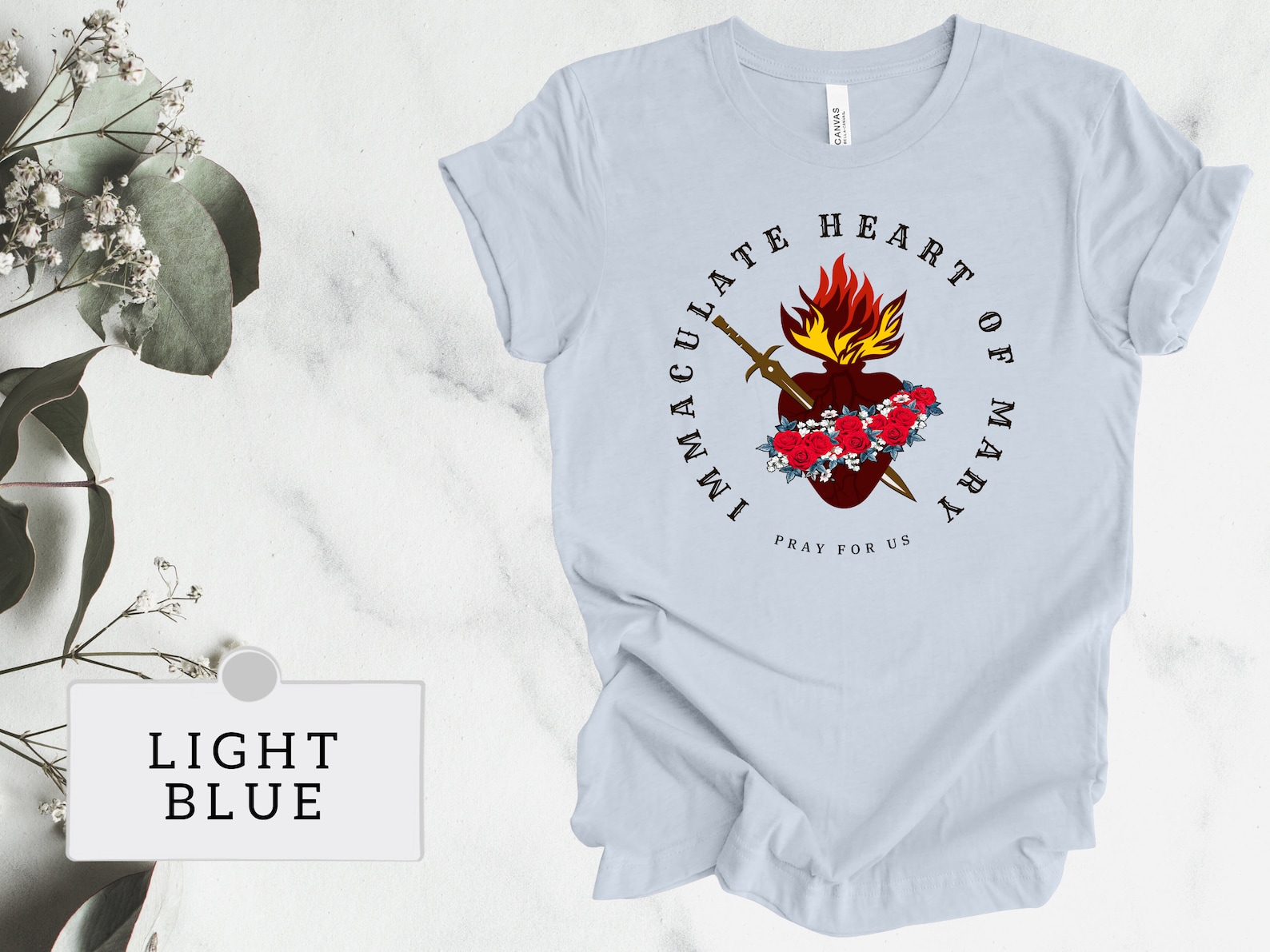Virgin Mary's Immaculate Heart T-shirt for Women, Catholic Devotion to ...