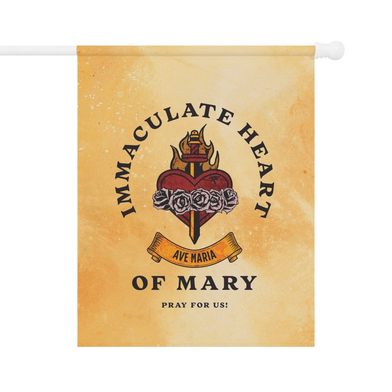 Immaculate Heart of Mary Vintage Style Flag / Banner, Marian Apparel ...