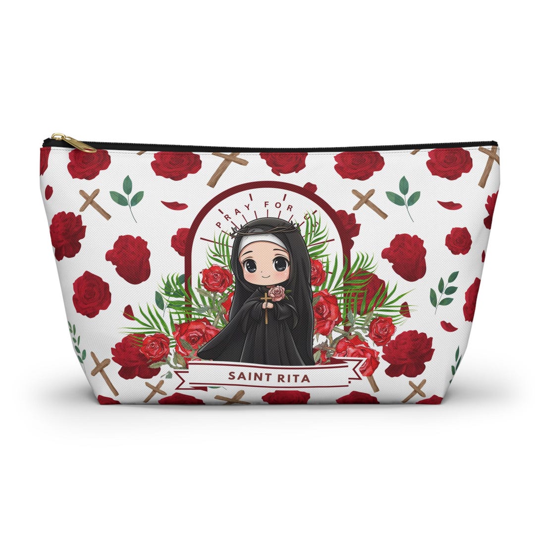 Saint Rita of Cascia Catholic Pouch, Rosary Bag, Church Bag for Kids ...