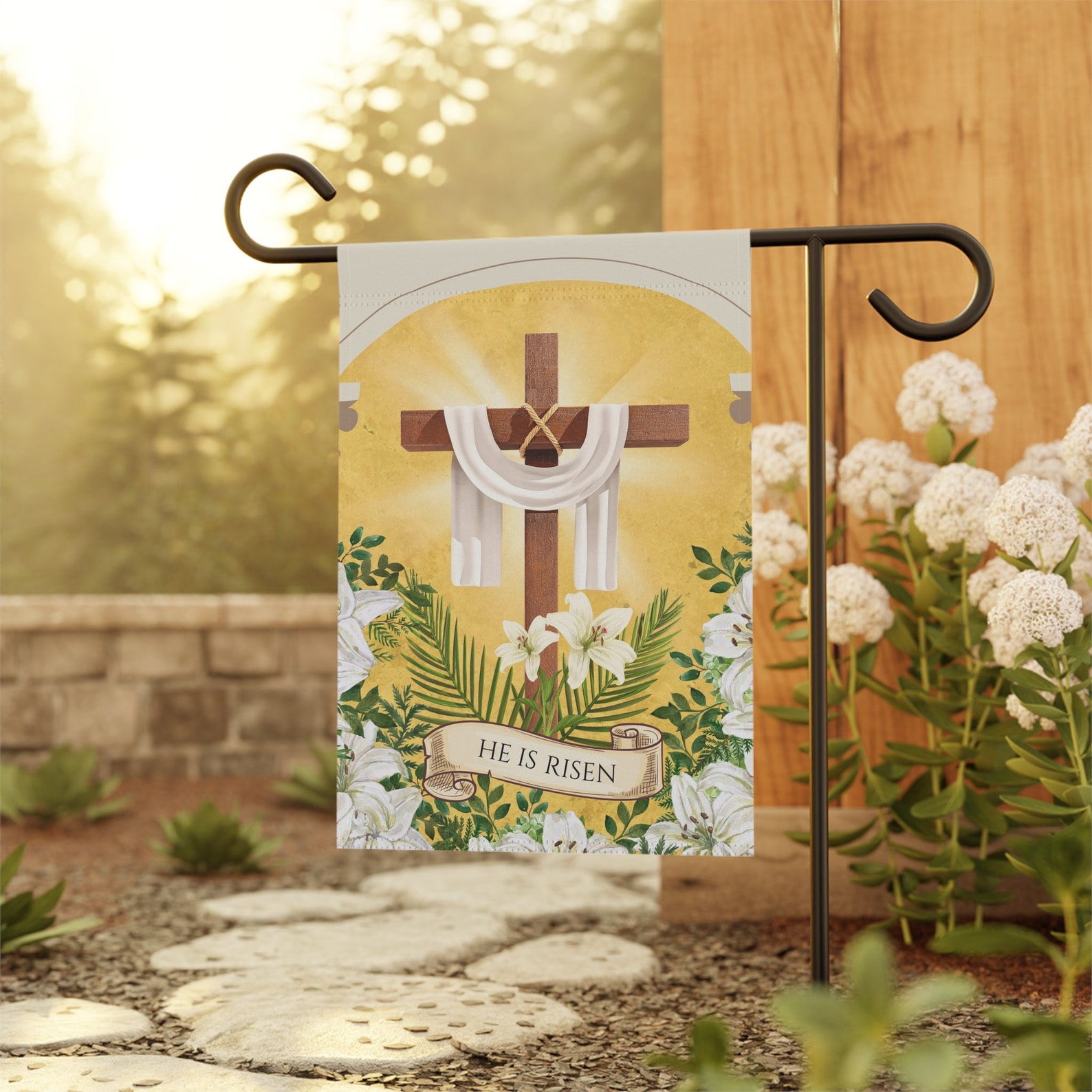 Easter Sunday Catholic Garden Flag Banner, Jesus is Risen, the ...