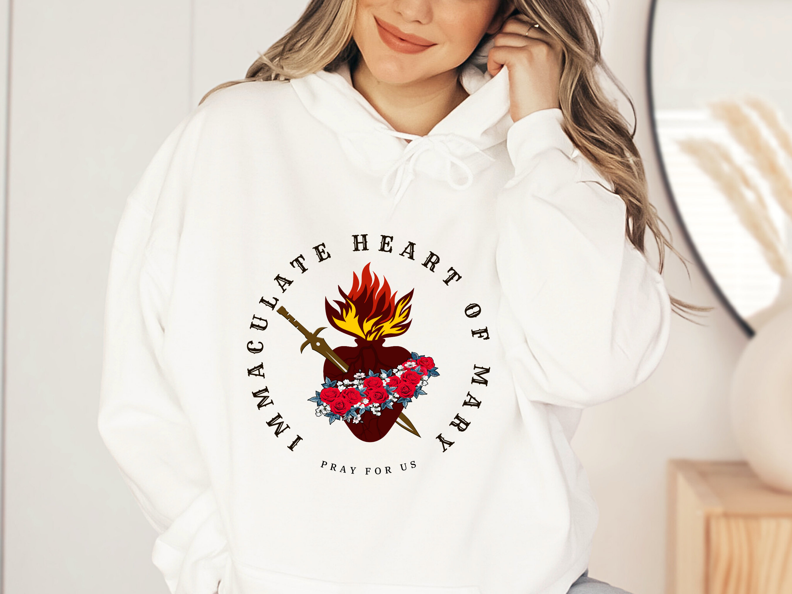 Virgin Mary's Immaculate Heart Hoodie for Women, Catholic Devotion to ...