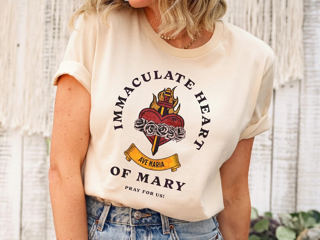 Immaculate Heart of Mary Vintage Style Shirt Catholic Shirt for Women ...
