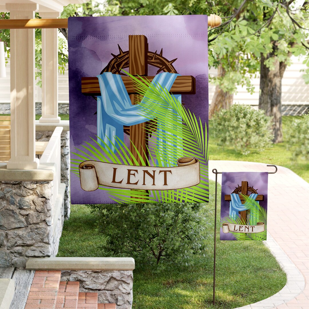 Lent House Banner Garden Flags, Catholic Lenten Banners, Ash Wednesday ...