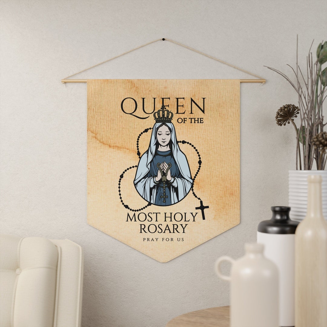 Queen of the Most Holy Rosary Pennant Banner, Devotion to Rosary ...