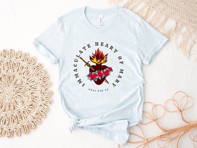Virgin Mary's Immaculate Heart T-shirt for Women, Catholic Devotion to ...