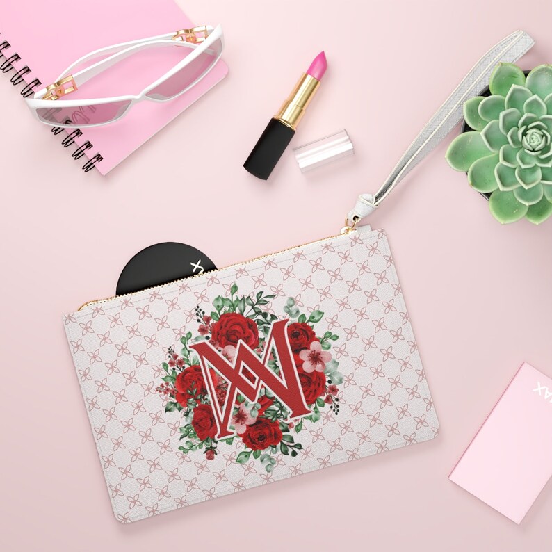 Red Roses Auspice Maria Clutch Bag, Floral Auspice Maria, Virgin Mary ...