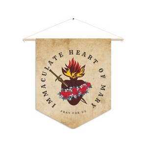 Immaculate Heart of Mary Banner, Heart of Mary House Decoration, Virgin ...