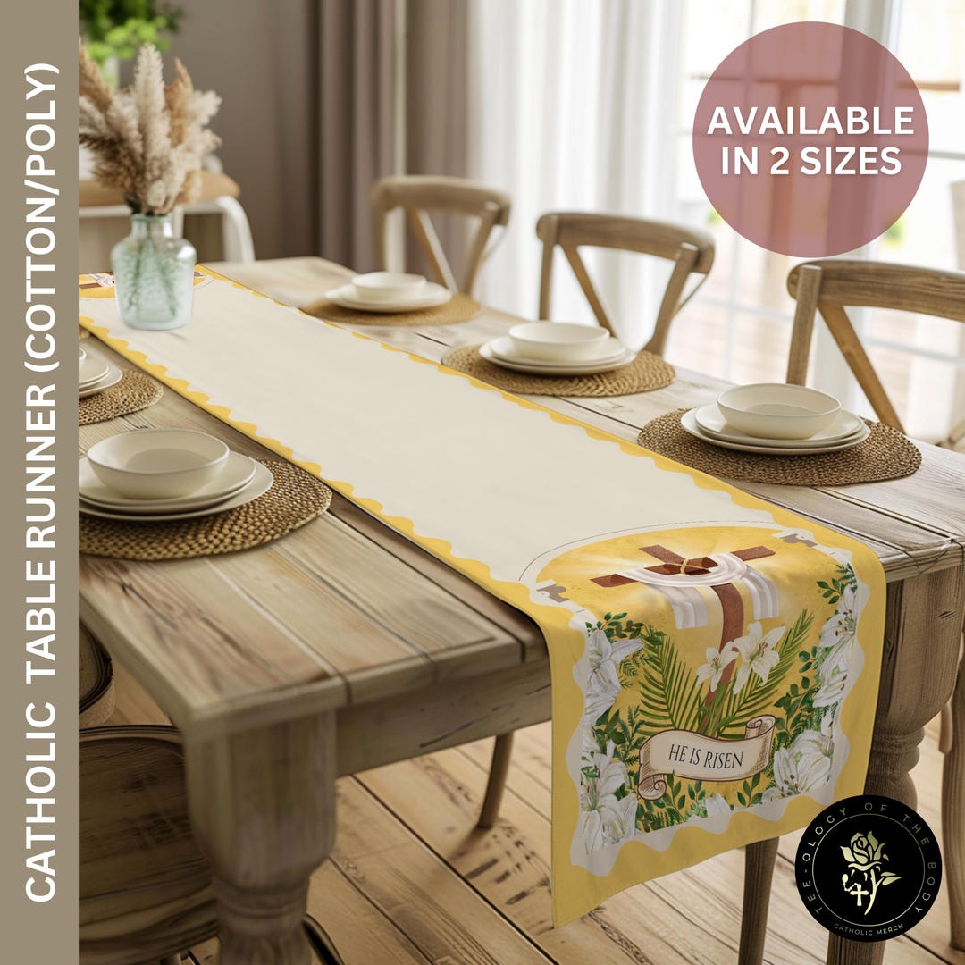 Easter Sundaytable Runner Catholic Decor, He is Risen, Jesus Christ ...