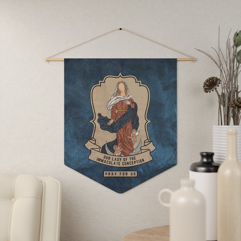 Our Lady of Immaculate Conception Pennant Banner, Blessed Virgin Mary ...