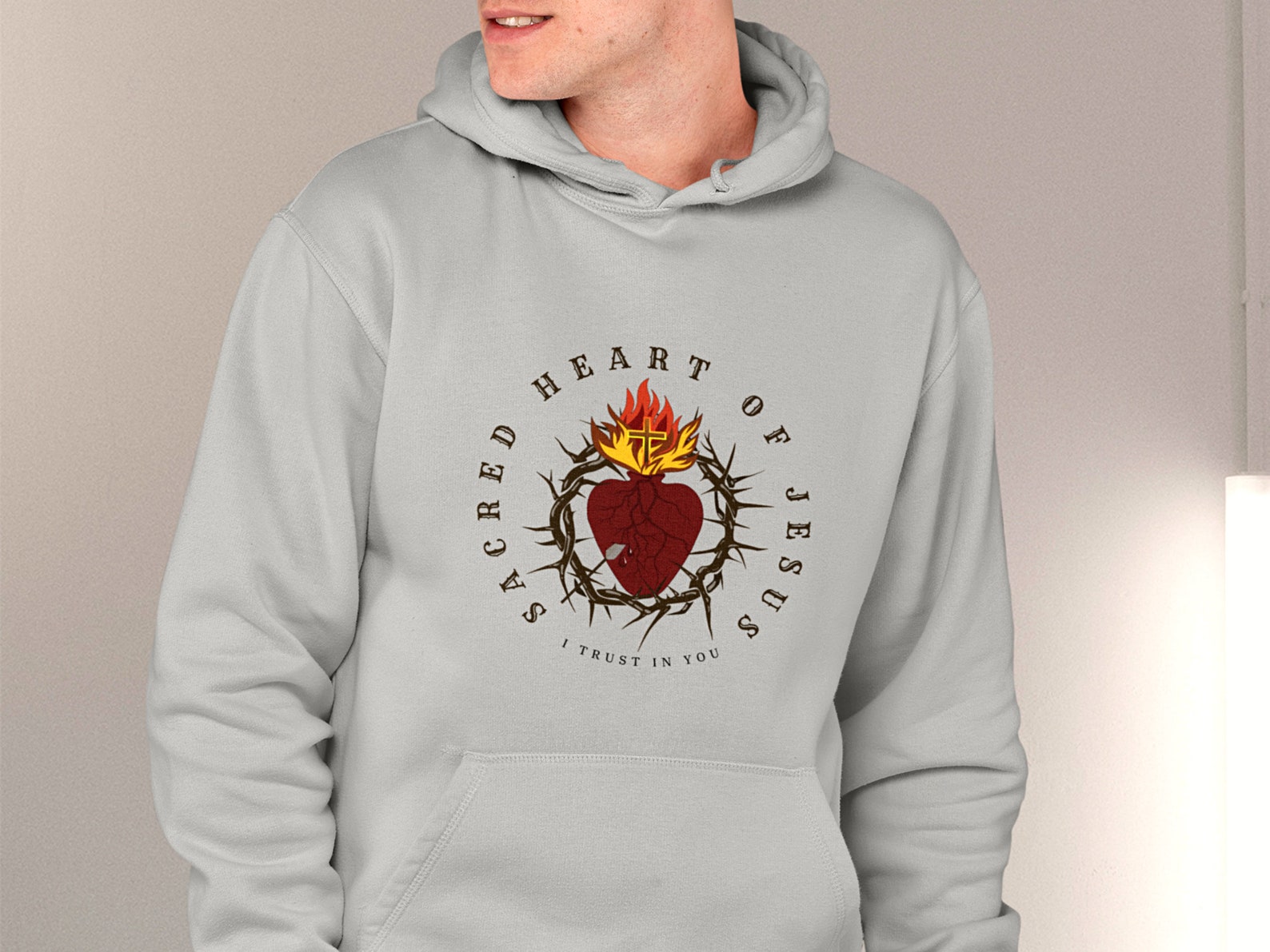 Sacred Heart of Jesus Hoodie for Men, Catholic Apparel, Catholic ...