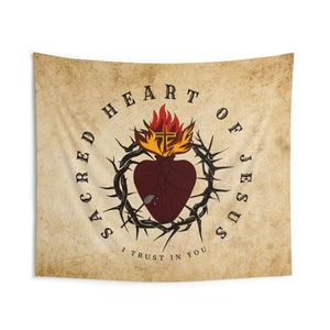 Sacred Heart of Jesus Indoor Wall Tapestries Catholic Home Decor, Jesus ...