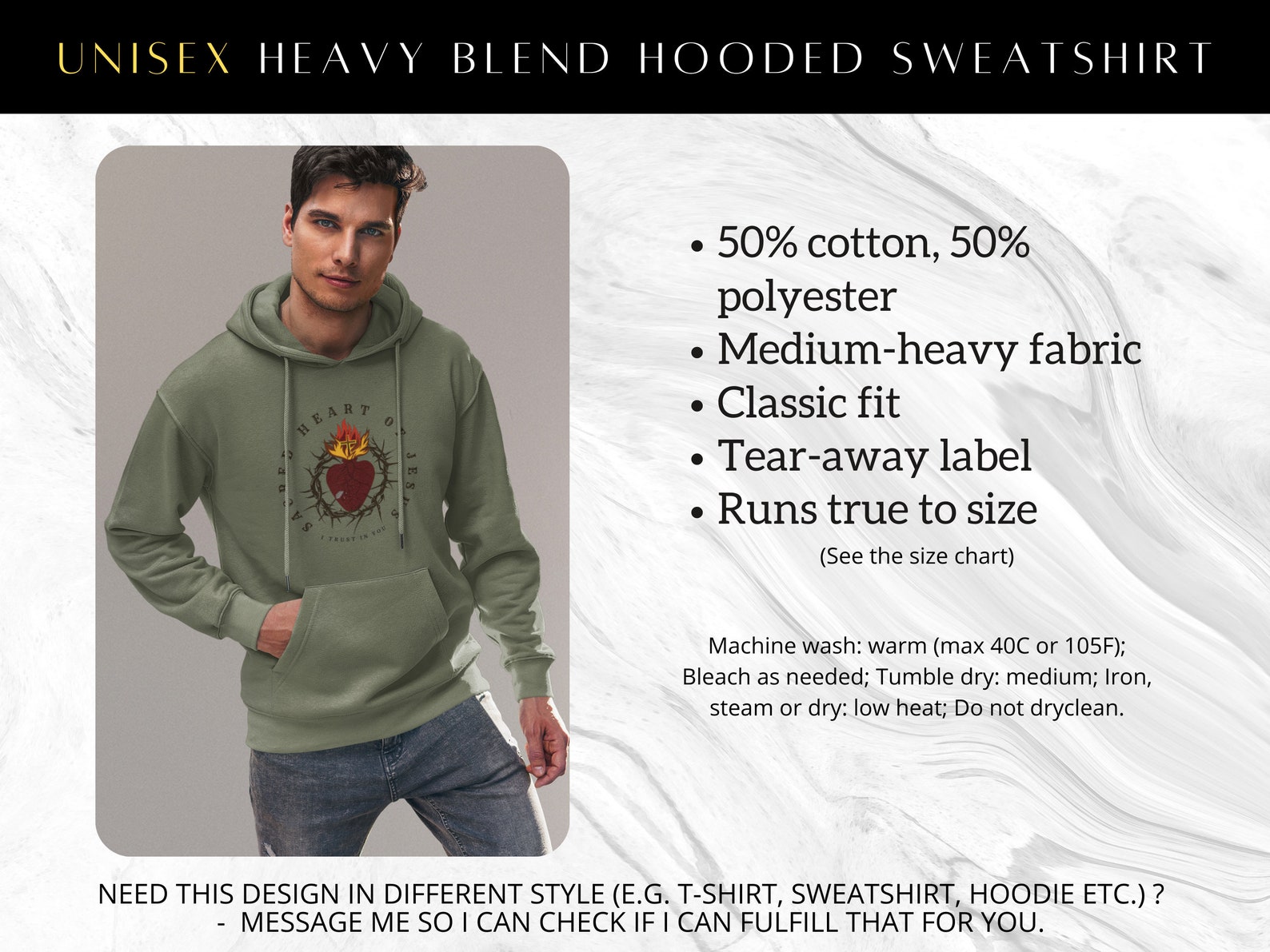 Sacred Heart of Jesus Hoodie for Men, Catholic Apparel, Catholic ...