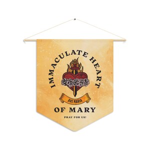 Immaculate Heart of Mary Vintage Style Pennant Banner, Catholic Home ...